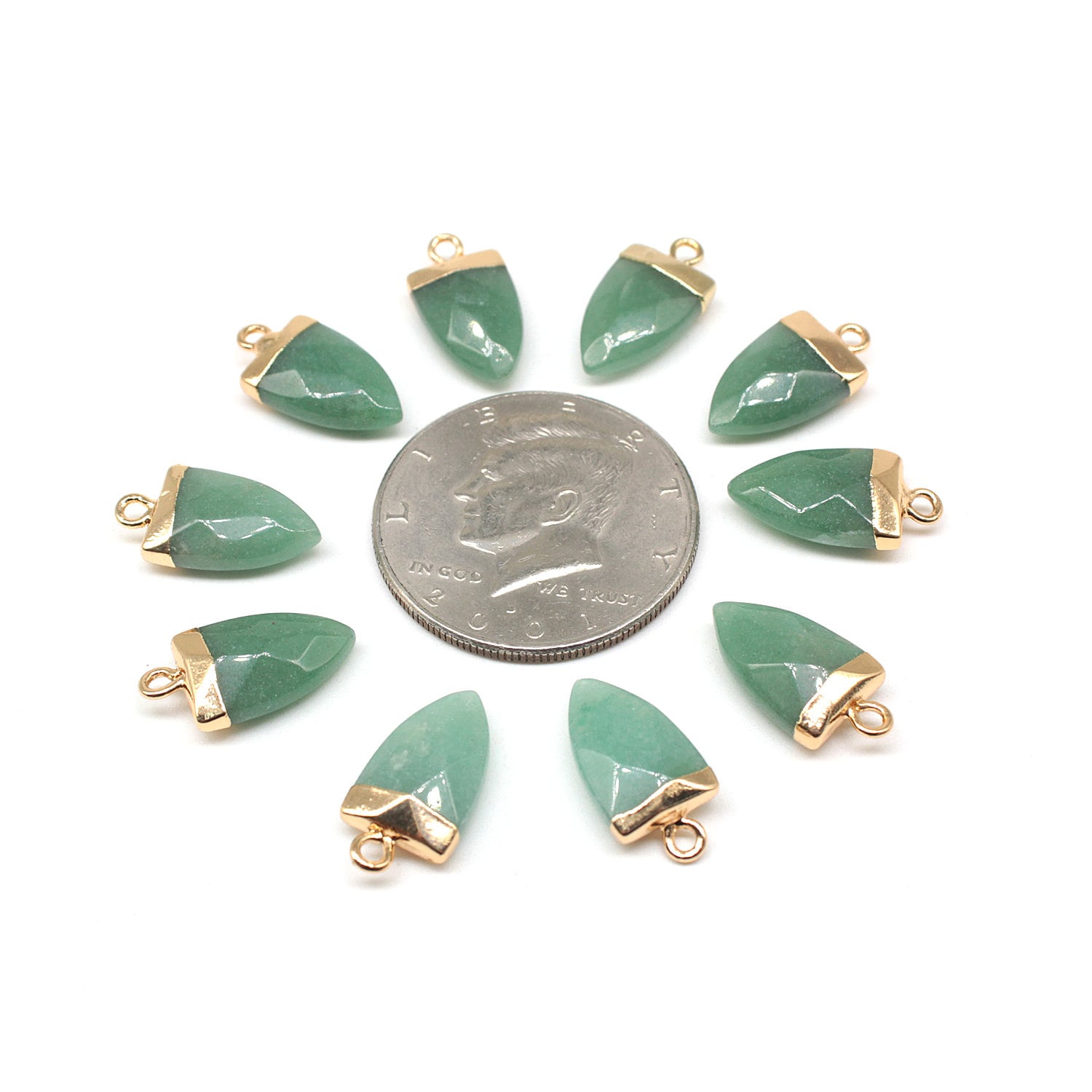 2 Pcs - Arrowhead Pendant, Faceted Aventurine Triangle Charms, Jasper ...