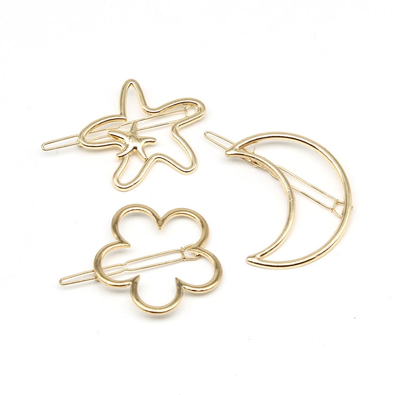 Circle Gold Hair Clip Geometric Metal Barrette Minimalist | Etsy