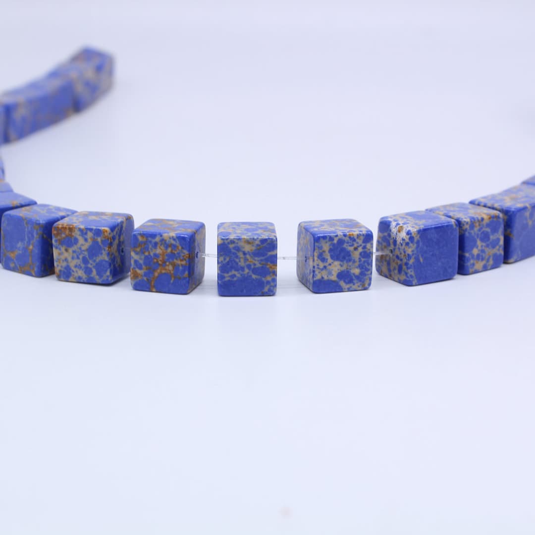 4/6/8mm Dark Blue Imperial Jasper Square Beads, Cube Beads, Loose Beads ...