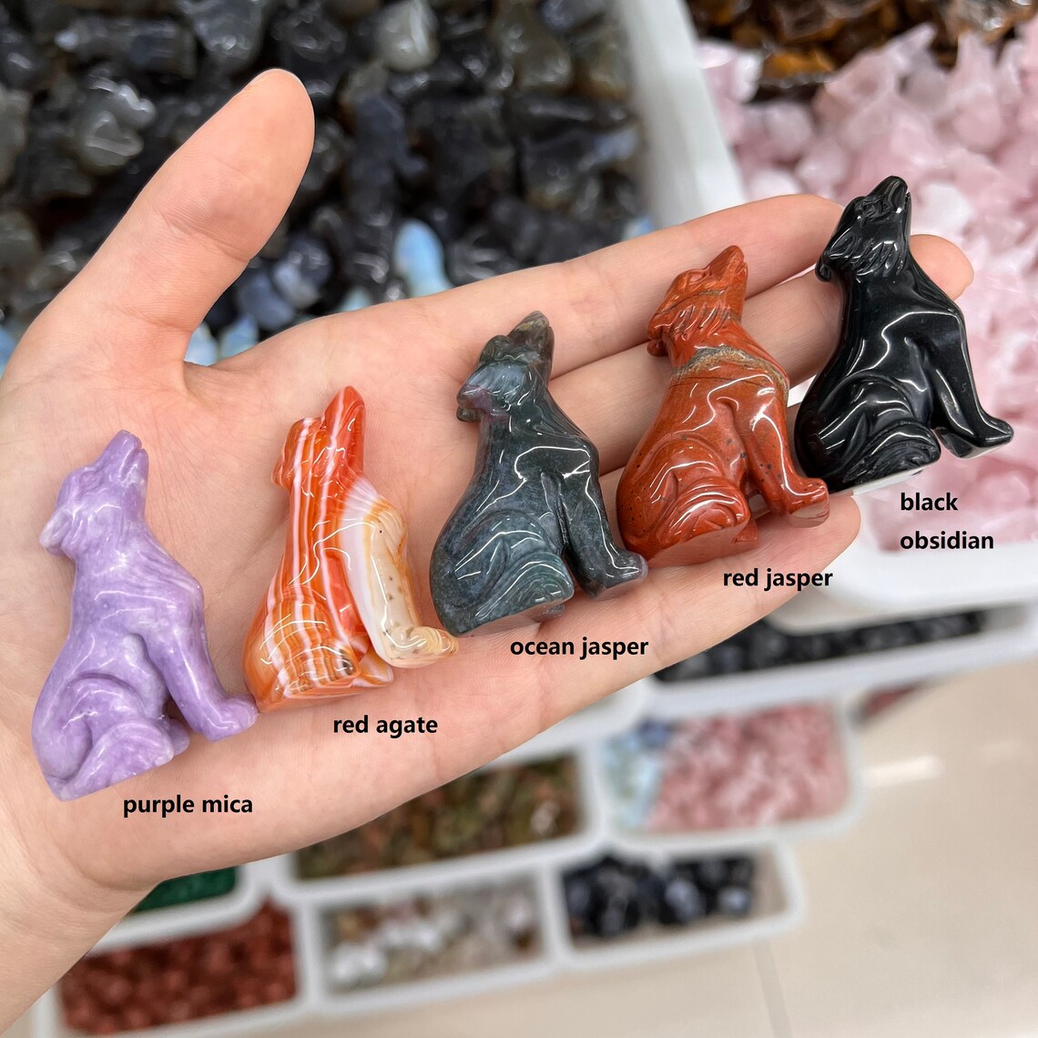 2 Crystal Wolf Carving Howling Wolf Figurine Hand - Etsy