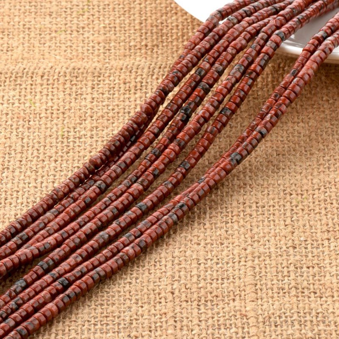 One Strand 2*4MM Red Marble Tube Cylinder Beads Heishi Beads Full ...