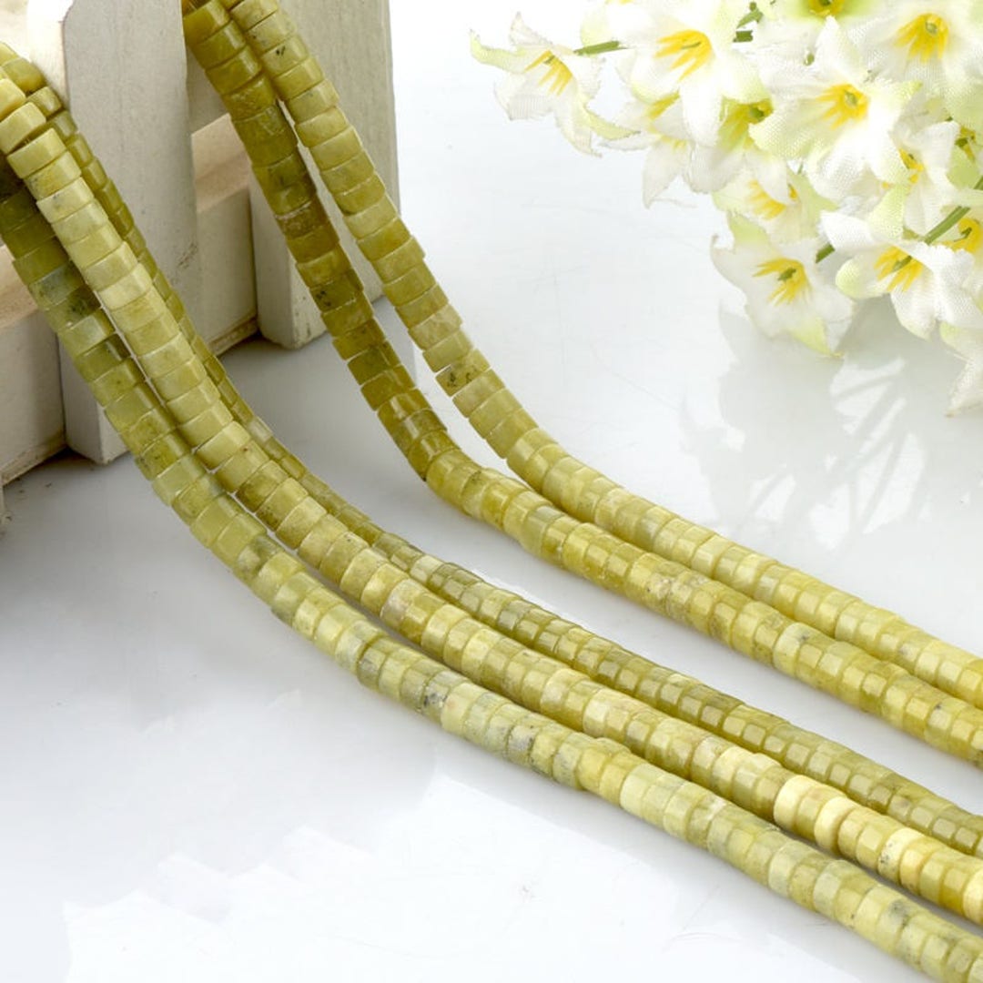 One Strand Lemon Jade Gemstone Cylinder Bead 3*6MM Green Gemstone ...