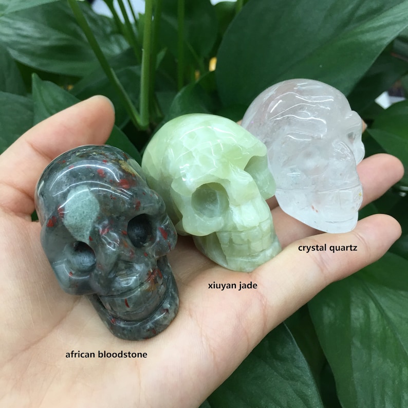 2 Crystal Skull Statue Gemstone Skull Hand Carved - Etsy