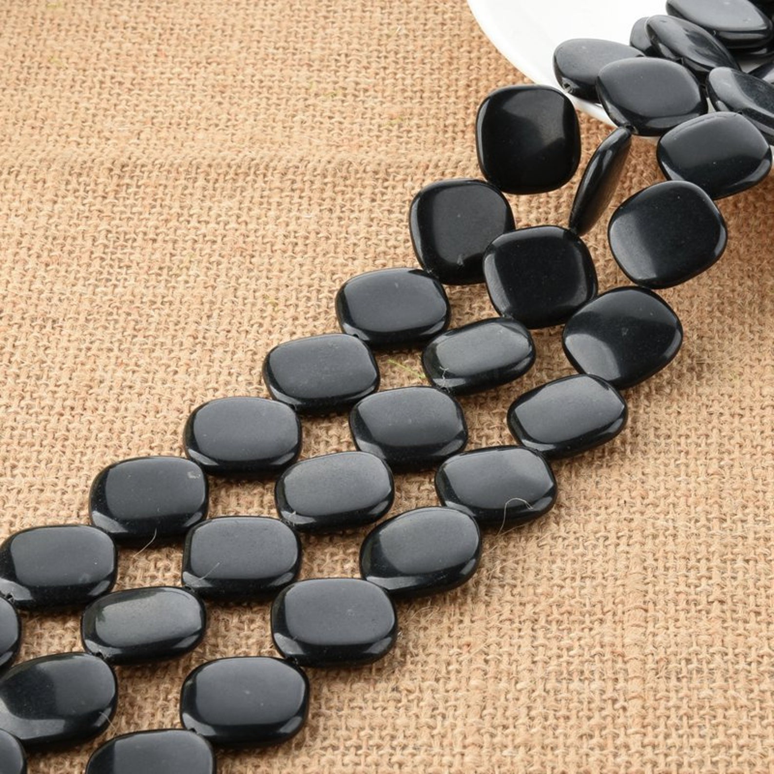 Black Stone Square Flat Beads 20mm for DIY Jewelry Making - Etsy