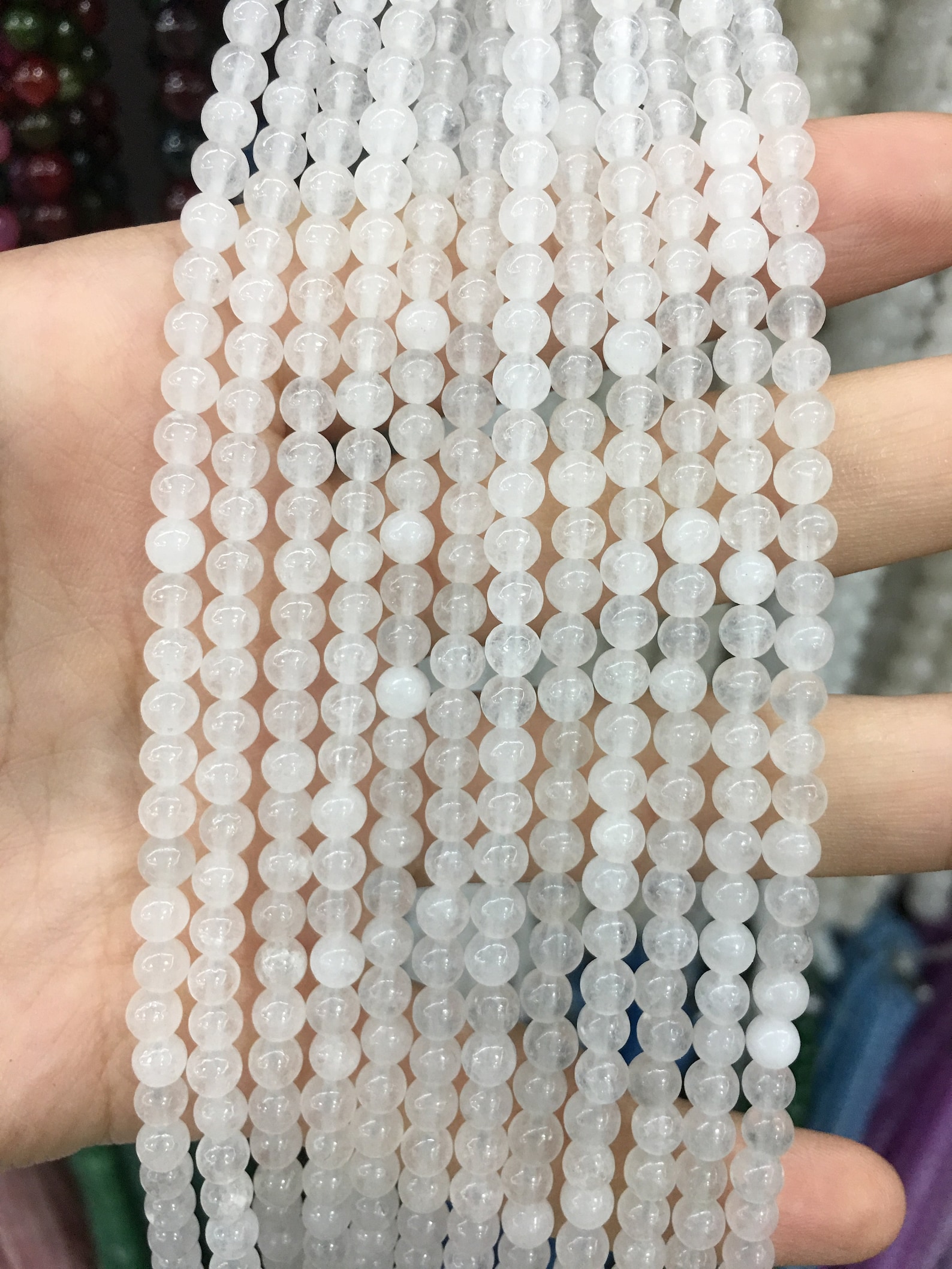 One Strand 4MM Quartz White Round Gemstone Beads Snow Quartz | Etsy