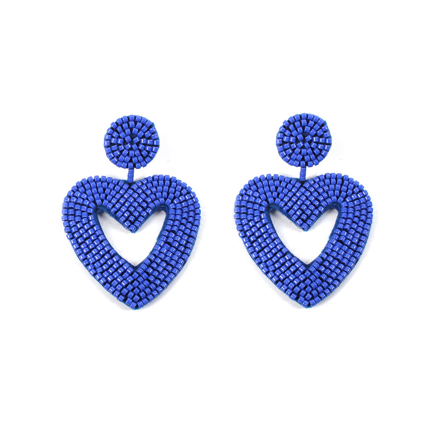 Heart Beaded Earrings, Handmade Earring, Love Heart Shape Earring ...