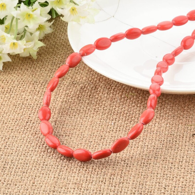 1 Strand 8x12 Mm Dyed Red Howlite Flat Oval Beads for DIY - Etsy