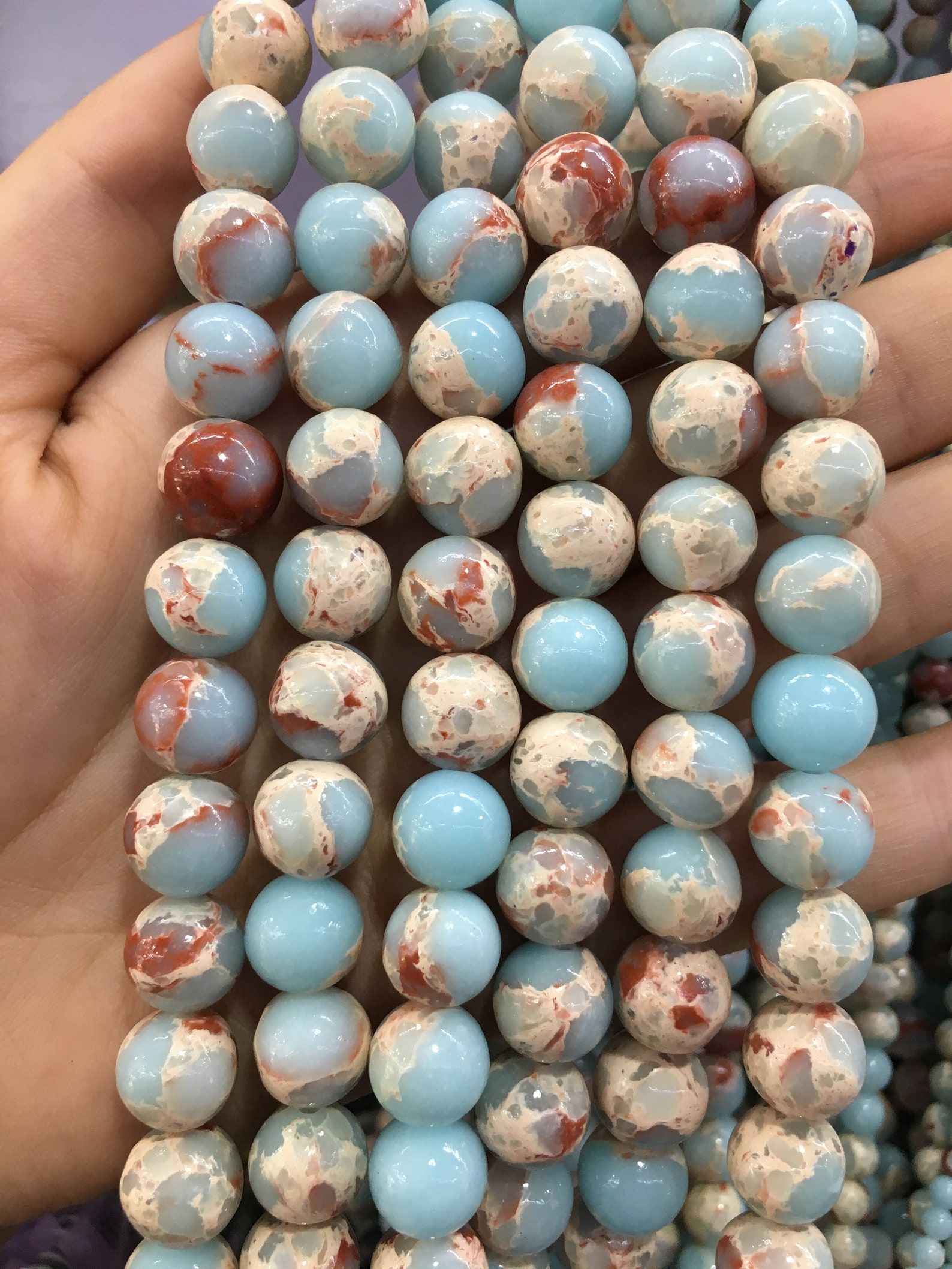 Shoushan Stone Smooth Round Beads Ocean Blue Jasper Loose - Etsy