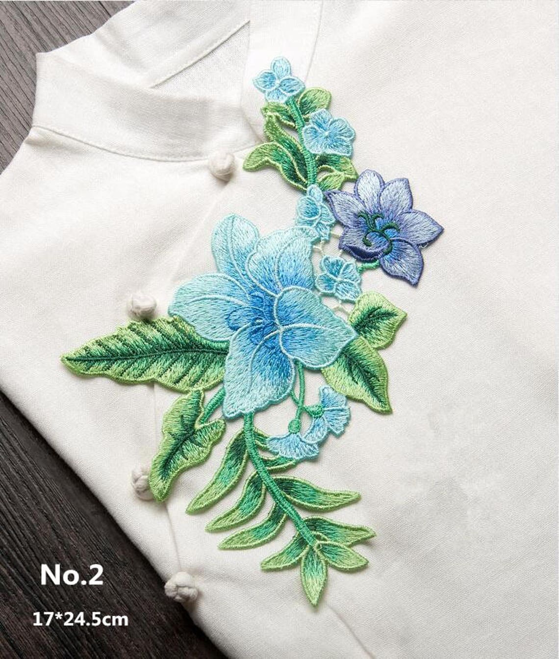 Orchid Applique. Green Flowers Patch. Floral Applique. Sewing | Etsy