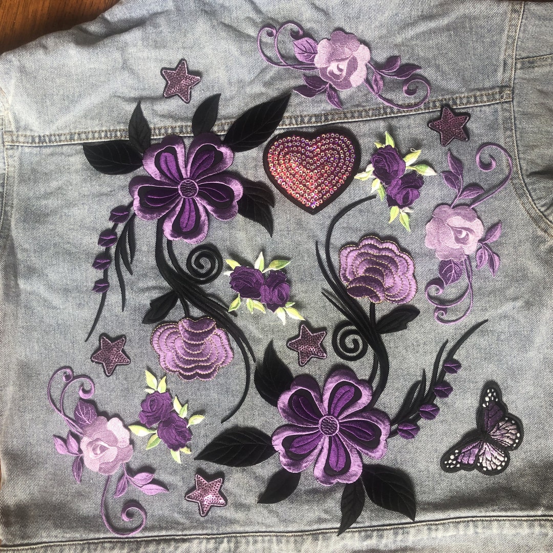 A Set Purple Rose Flower Patch iron-on Flower Patch rose - Etsy
