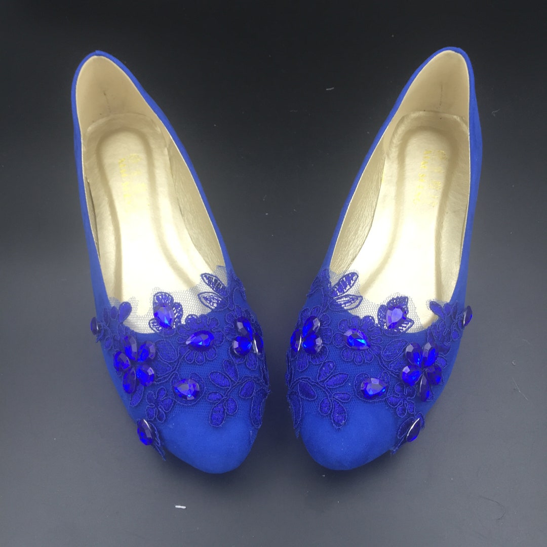 Blue Wedding Shoes for Bride, Bridal Shoes, Women Wedding Lace Shoes ...