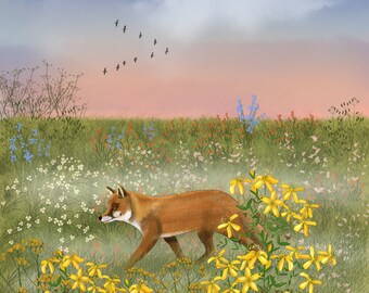 Fox Postcard - Etsy