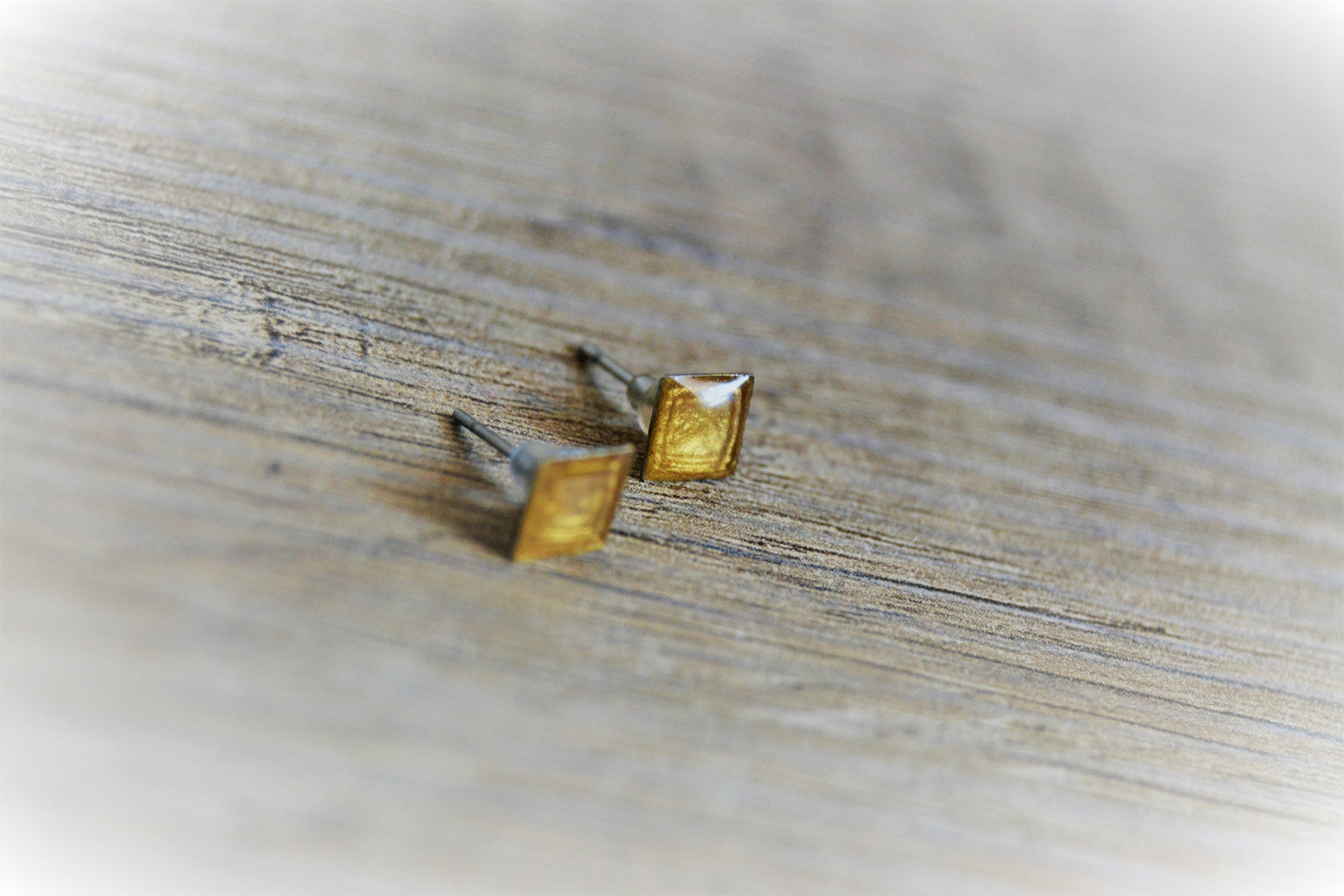 Small Gold Square Silver Stud Earrings Gold Push Cuff Stud - Etsy UK