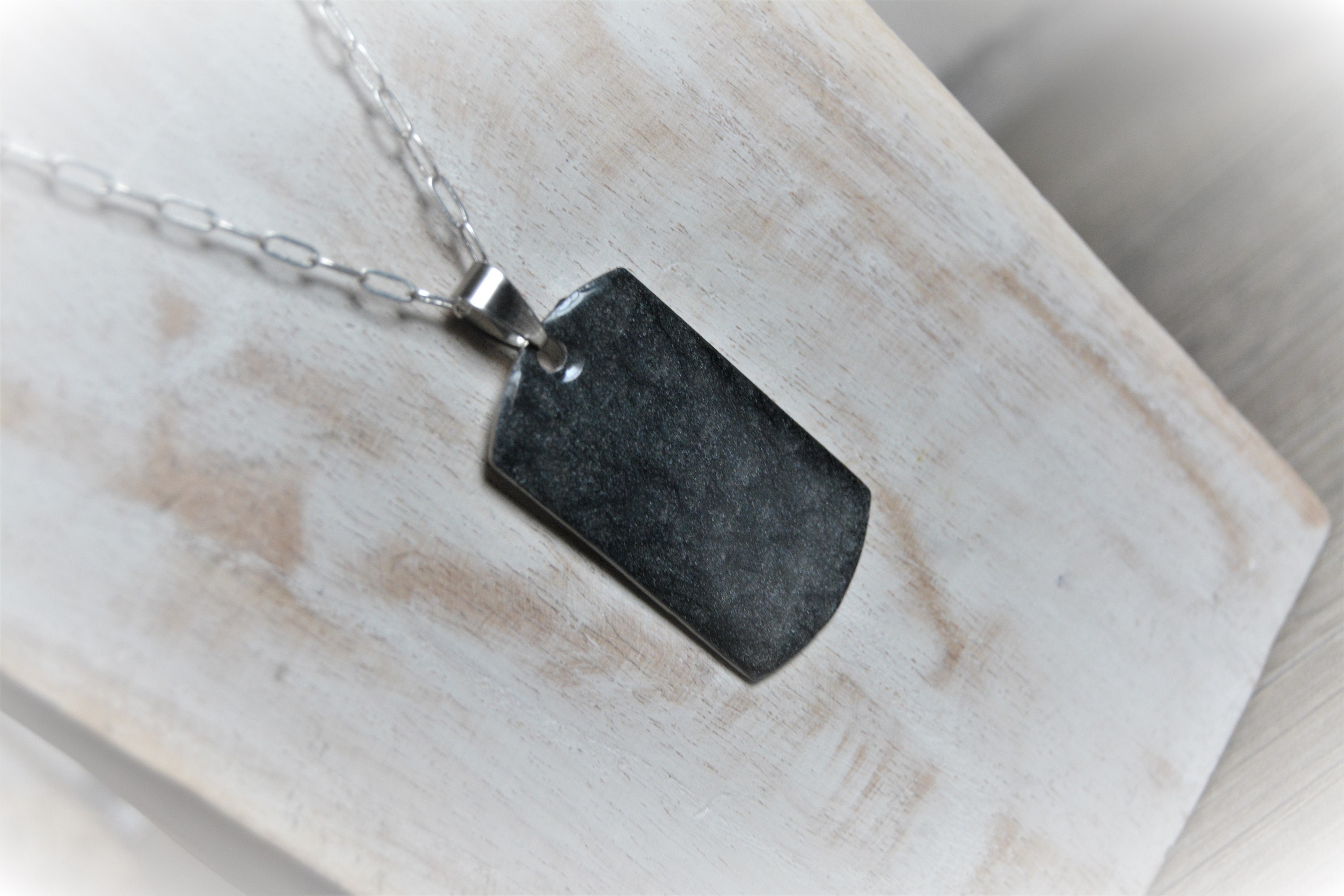 Military Plate Chain Men's Black Plate Chain Stainless Steel Pendant ...