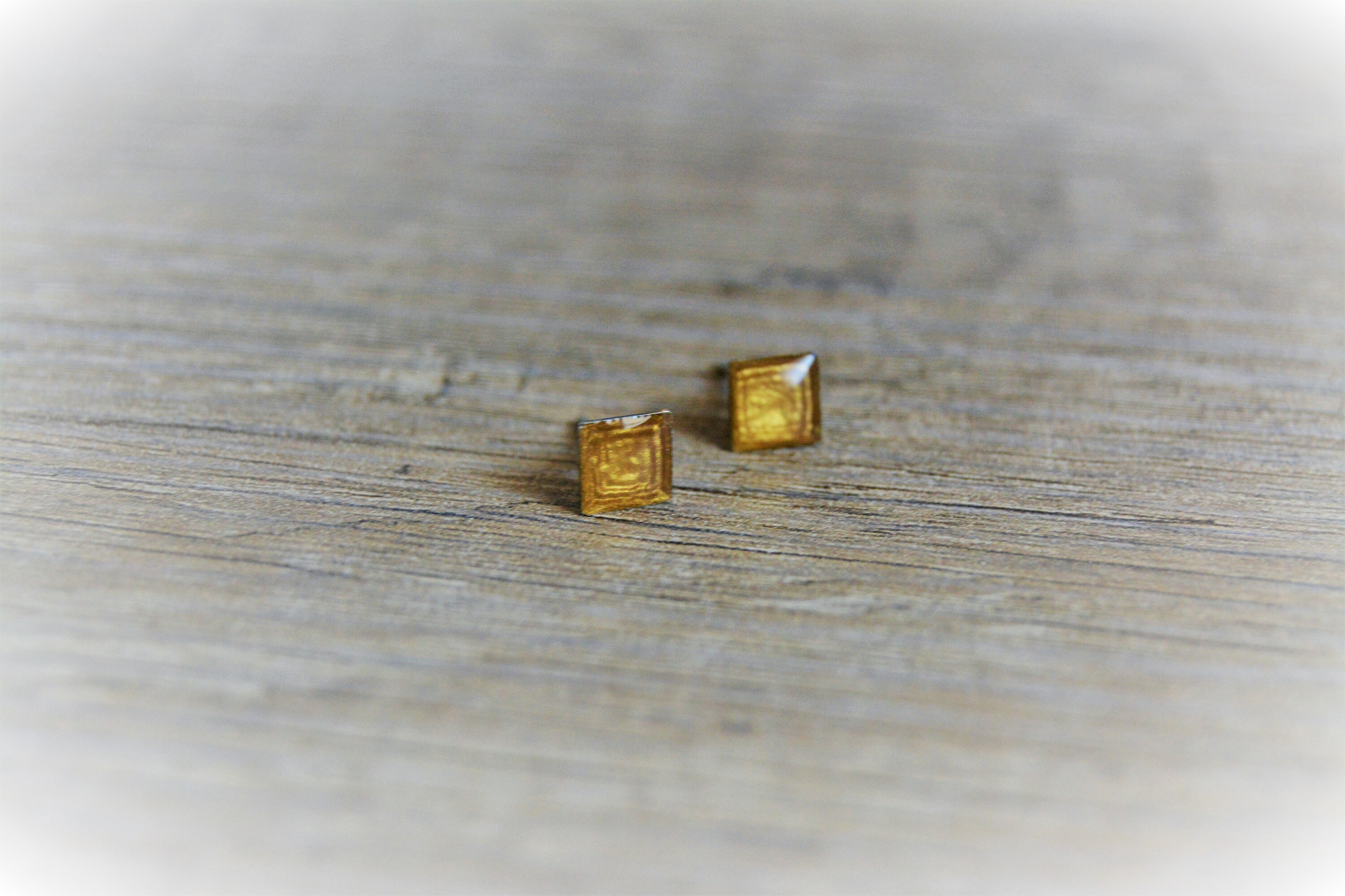 Small Gold Square Silver Stud Earrings Gold Push Cuff Stud | Etsy