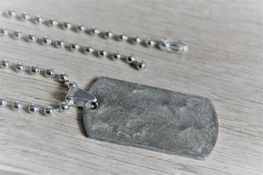 Chaîne Homme boule plaque militaire grise Chaîne argent pendentif acier ...