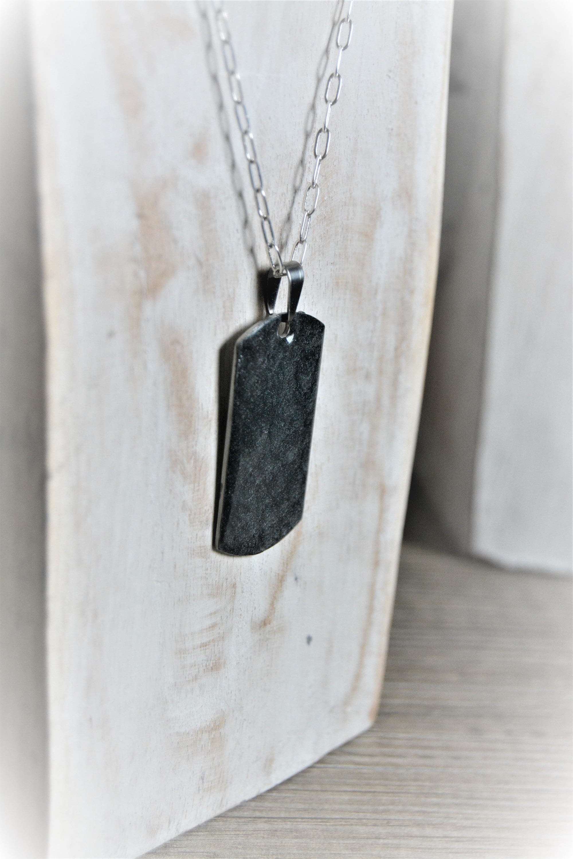 Military Plate Chain Men's Black Plate Chain Stainless Steel Pendant ...