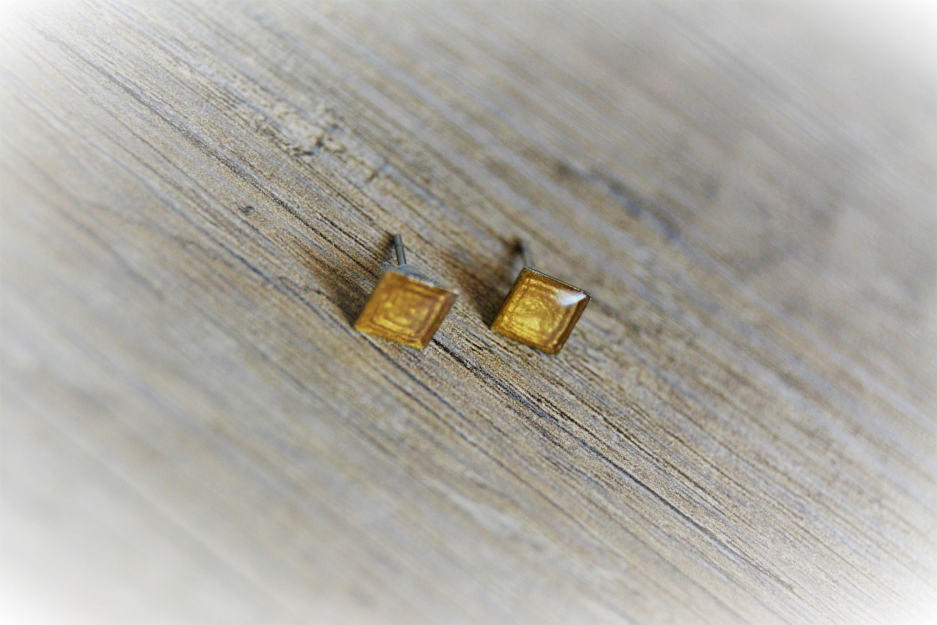 Small Gold Square Silver Stud Earrings Gold Push Cuff Stud | Etsy