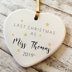 Personalised Last Christmas as Miss, Christmas Decoration Ornament for ...