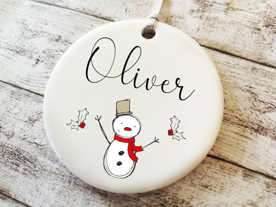 Personalised Red Snowman Bauble, Christmas Ornament With Names ...