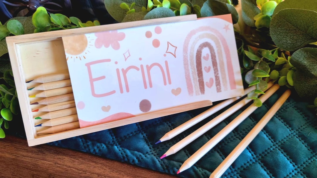 Personalised Kids Wooden Pencil Box. Birthday Name Gift Pencilcase With ...