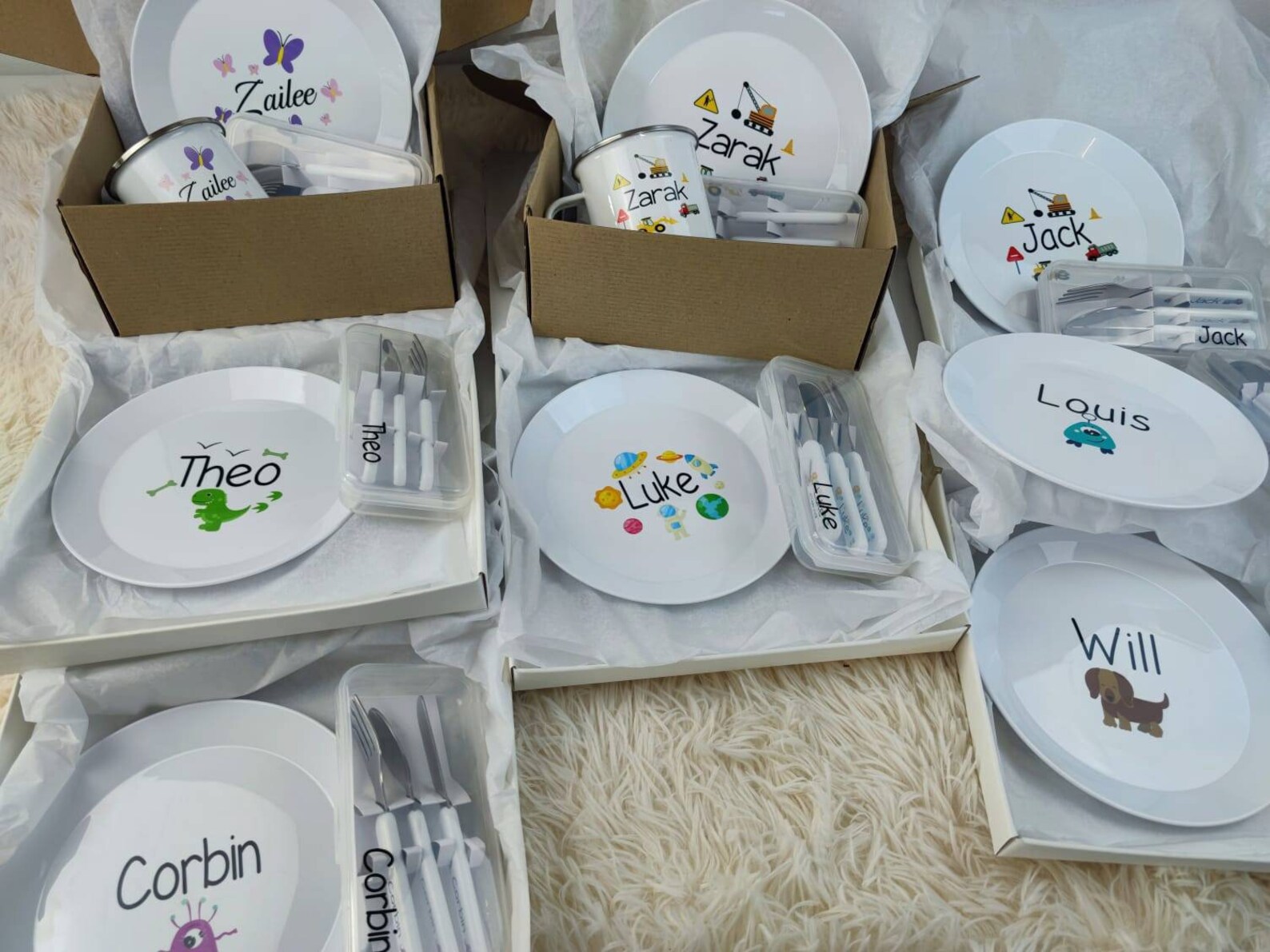 Kids Personalised Dinner Set Cutlery Set Plate & Cup Any - Etsy
