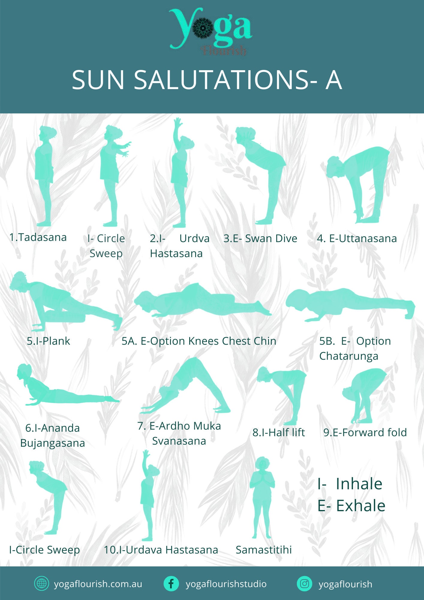 A4 Sun Salutations A and B - Digital Print - Yoga Guide - Sun ...