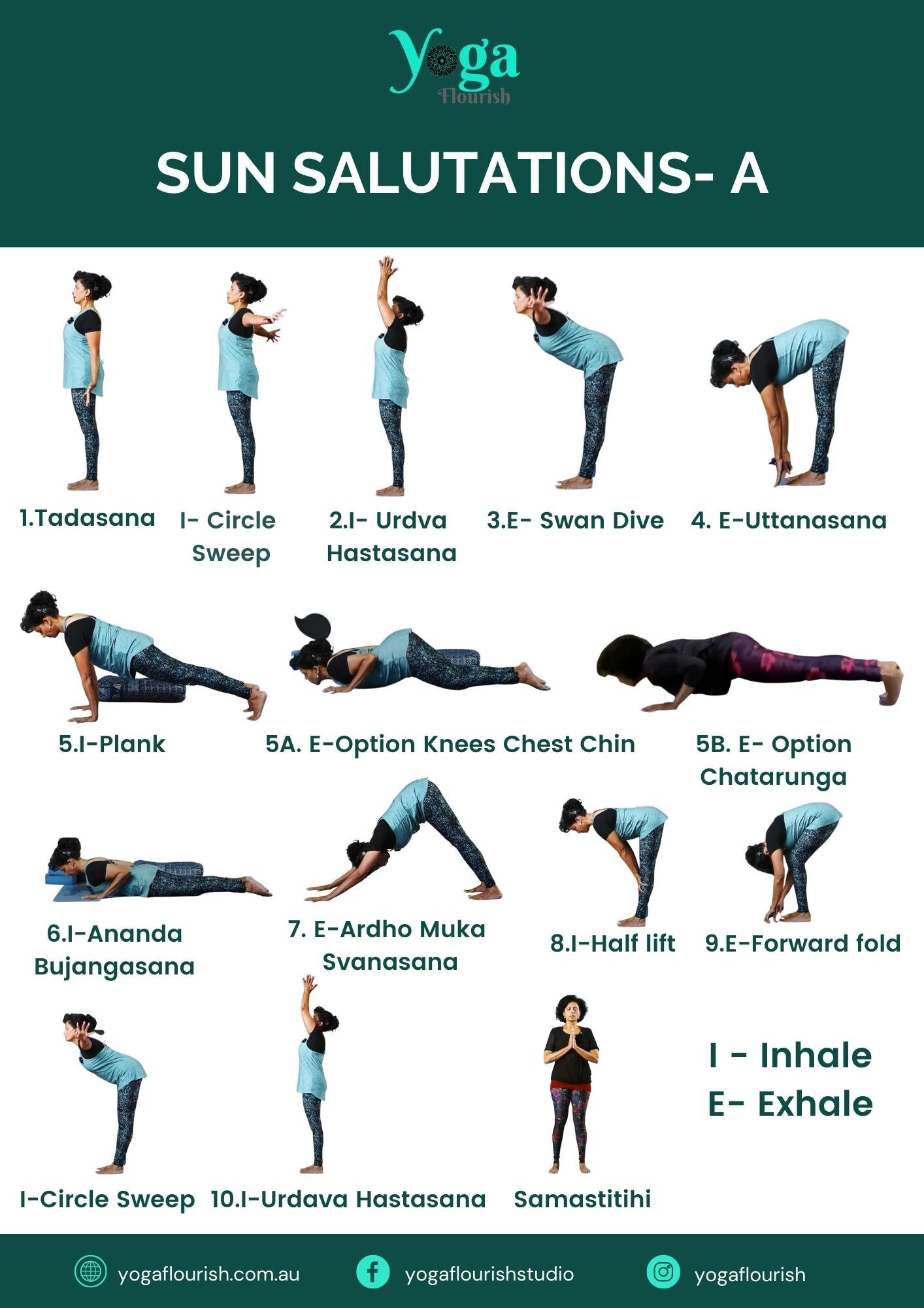 A4 Sun Salutations A and B - Digital Print - Yoga Guide - Sun ...