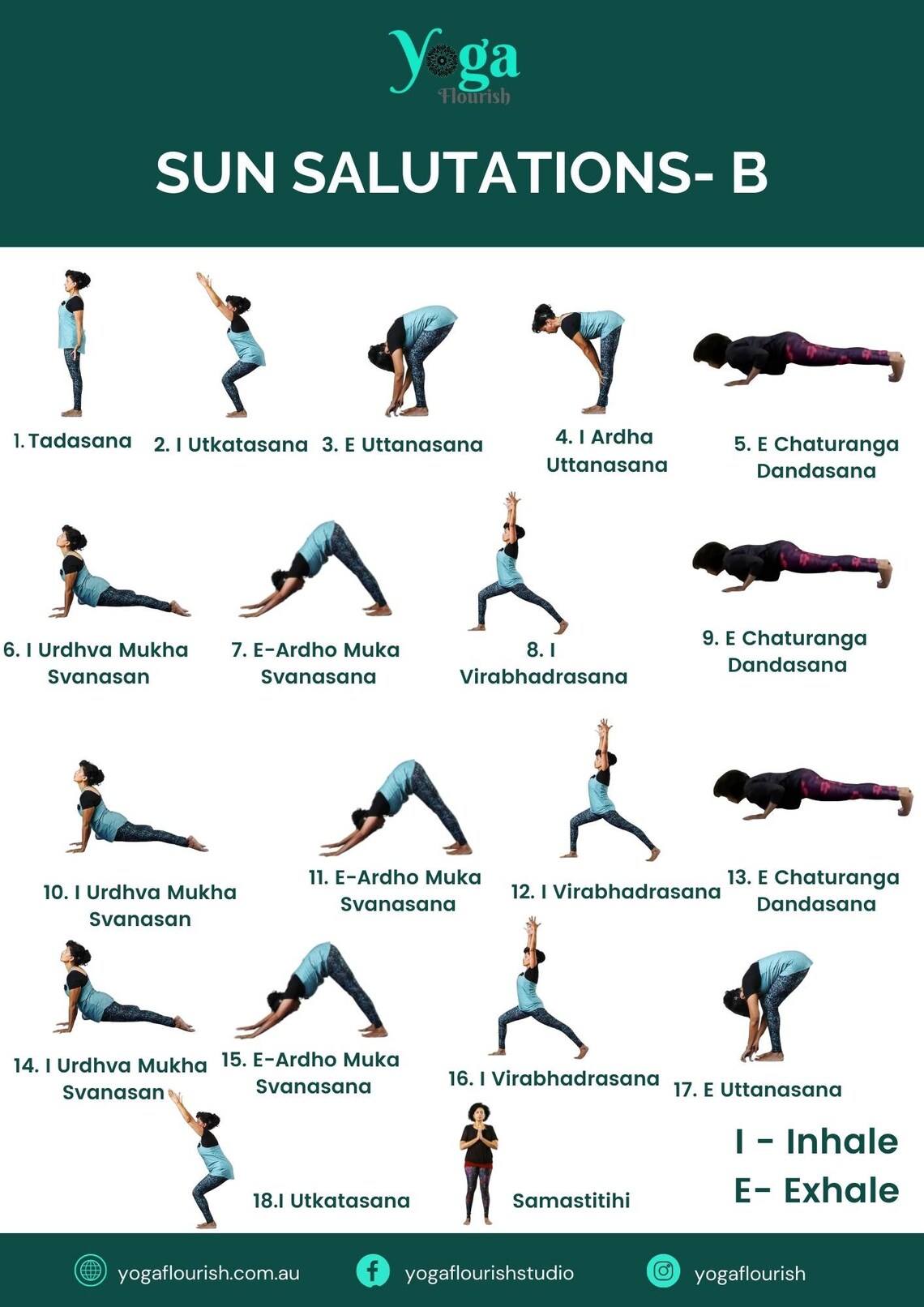 A4 Sun Salutations A and B - Digital Print - Yoga Guide - Sun ...