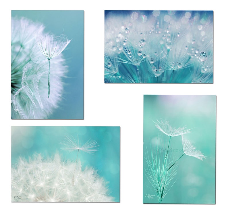 4 Photos Turquoise Green Dandelion Zen Set of Photos of - Etsy