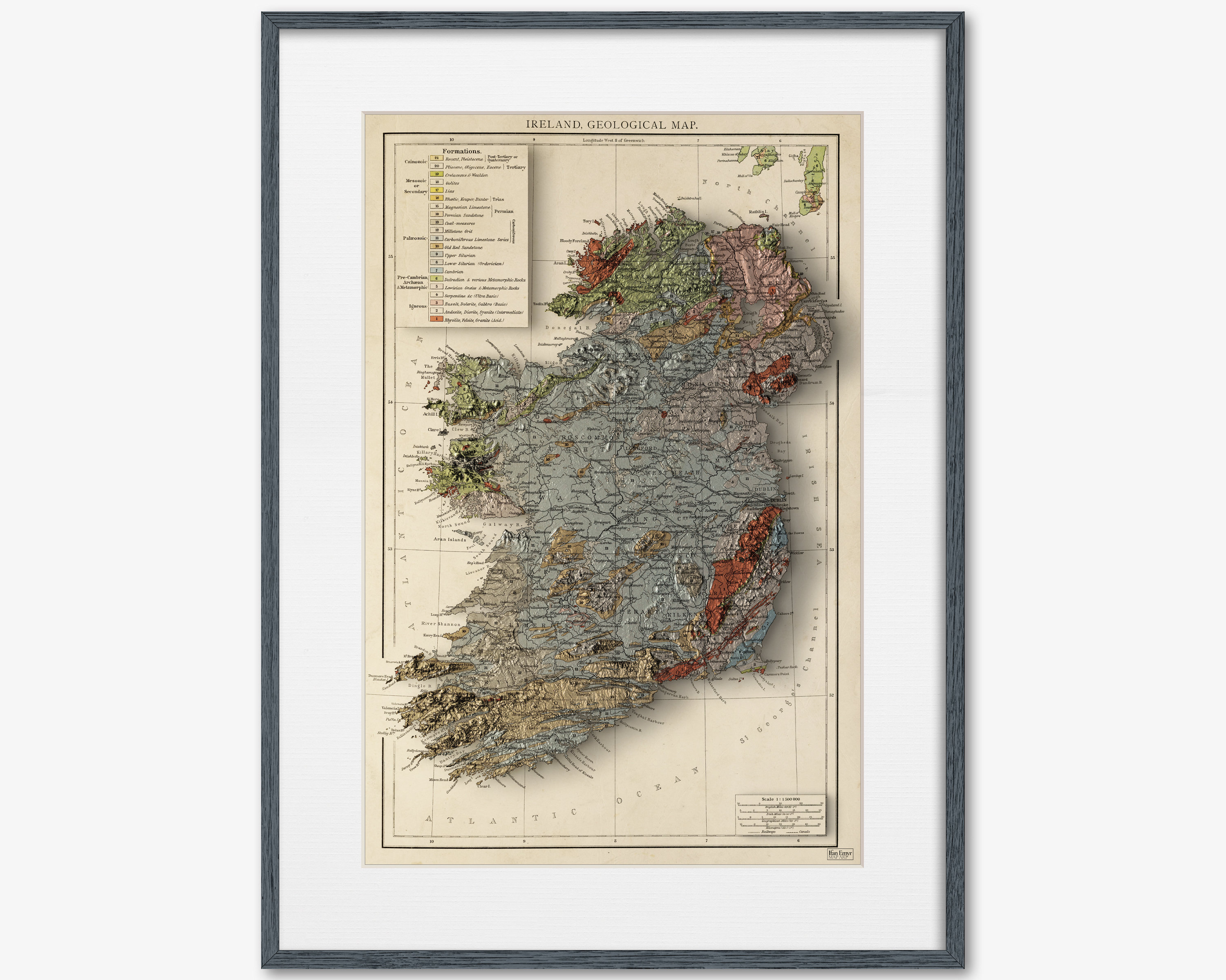 Ireland 1900 Geological Relief Map Map Art Print Historical - Etsy UK