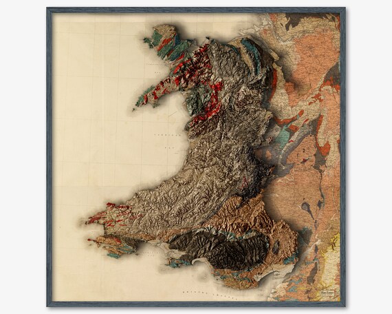 Wales 1896 Geological Relief Map Map Art Print Historical | Etsy UK