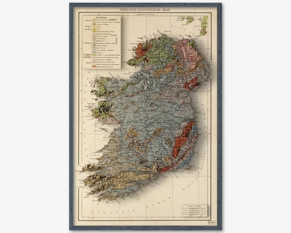 Ireland 1900 Geological Relief Map Map Art Print Historical - Etsy UK