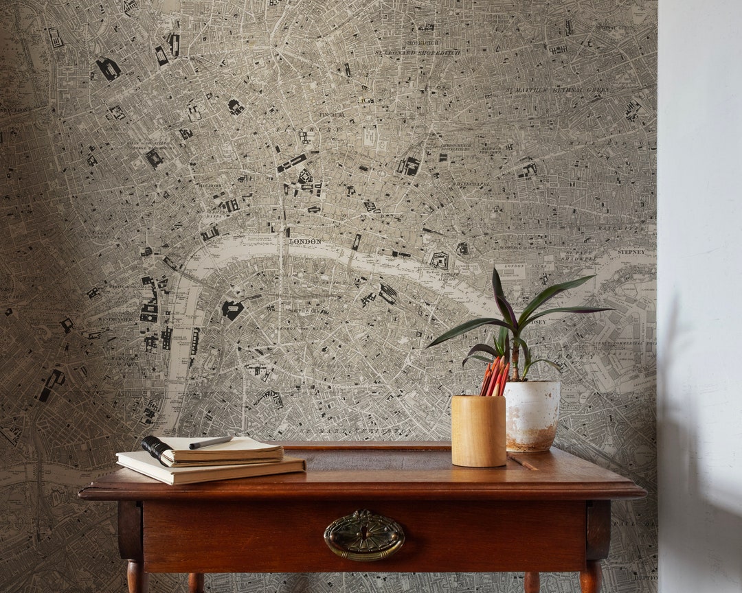 London Old Map Wallpaper - Vintage 1914 Ordnance Survey Map Wallpaper ...