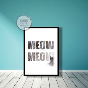 Printable Meow Meow Cat Poster, Kitty Cat Wall Decor, Gift for Kids ...