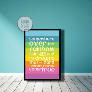 Printable Wizard of Oz Poster, Somewhere Over the Rainbow Wall Decor ...