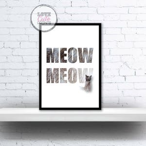 Printable Meow Meow Cat Poster, Kitty Cat Wall Decor, Gift for Kids ...