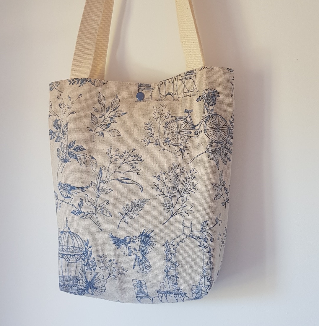 Lined Bag Pocket, Toile De Jouy, Tote Bag, Shopping Bag, Shopping Bag ...