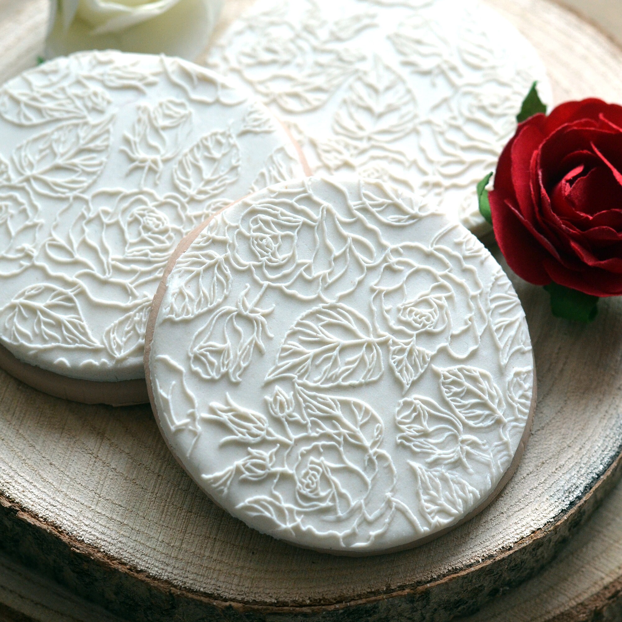 Motif Roses Embosser Stamp - Flowers Embosser Fondant - Wedding Sugar ...
