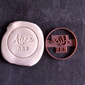Custom Circle Name and Date Cookie Cutter (personalized) - Name Cookie ...