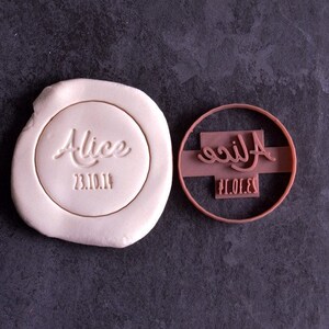 Custom Circle Name and Date Cookie Cutter (personalized) - Name Cookie ...