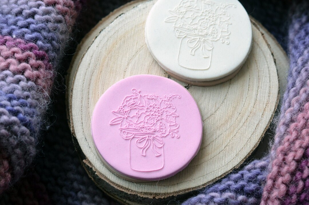 Flower Bouquet Embosser Tampon Melting Embosser Flowers Wedding Sugar ...