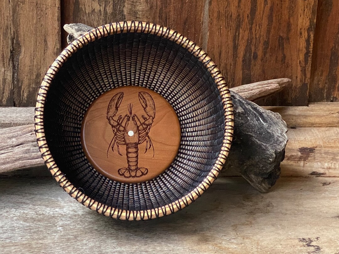 Stunning Cherry 8-inch Round Nantucket Bowl With Black Weaver and ...