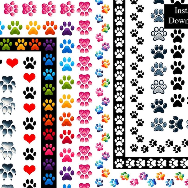 Paw Print Borders - Etsy