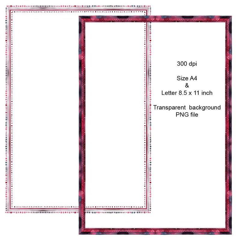 Marcos con bordes de acuarela abstractos de color magenta, clip art, 10 ...