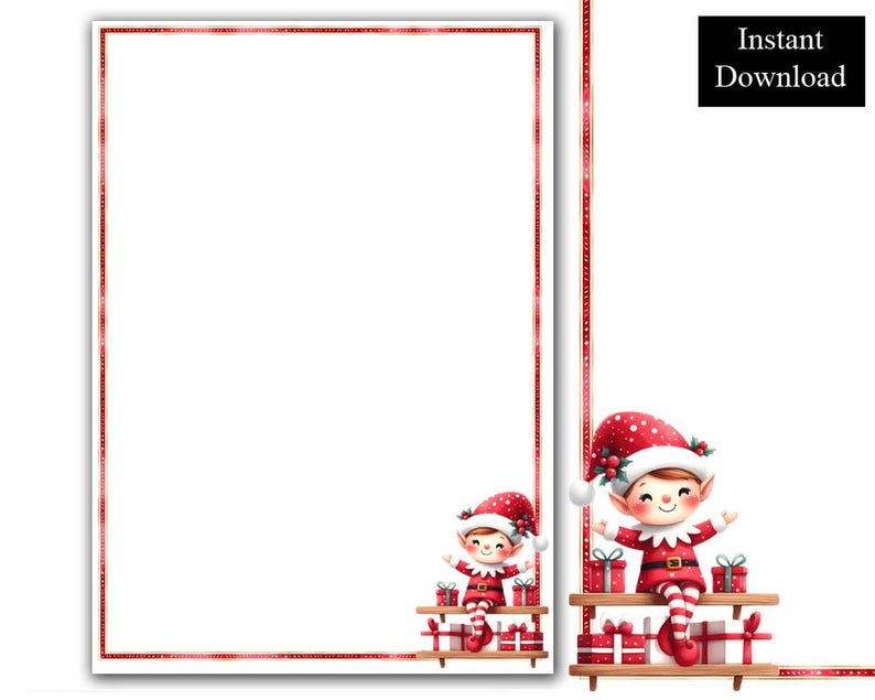 Elf on a Shelf Christmas Border Frame Clip Art Digital Download A4 & 8 ...