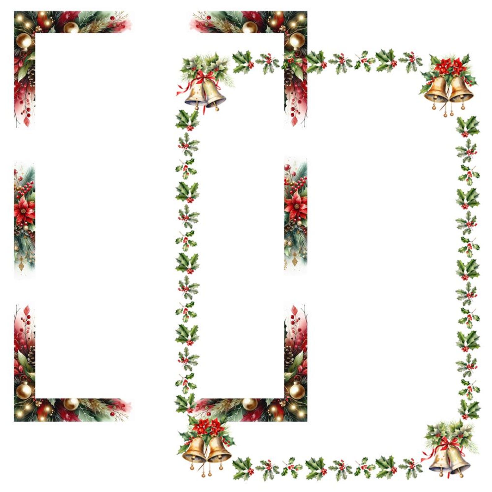 Christmas Watercolour 5x7 Borders for Card Making Christmas Frame Clip ...