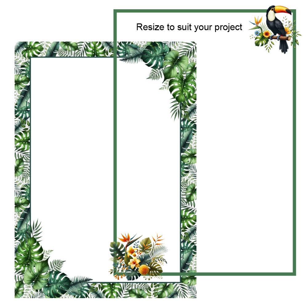 Jungle Watercolour Borders Page Frames Clip Art Bundle 8 Digital ...