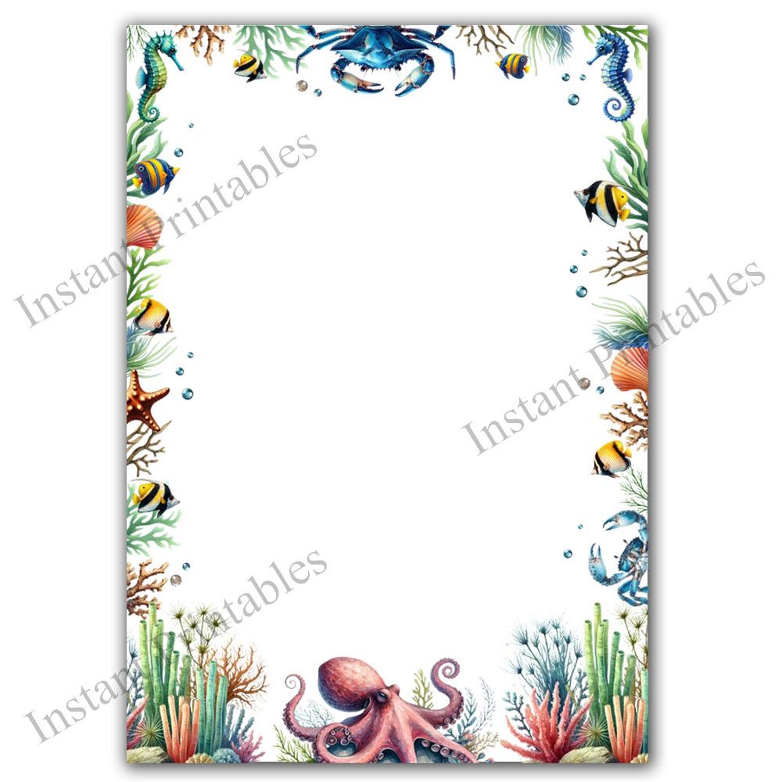 Under the Sea Borders Frames Clip Art Bundle 8 Digital Download Frame ...