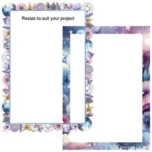 Mystic Sun & Moon Watercolour Borders Frames Clip Art Bundle 8 Digital ...